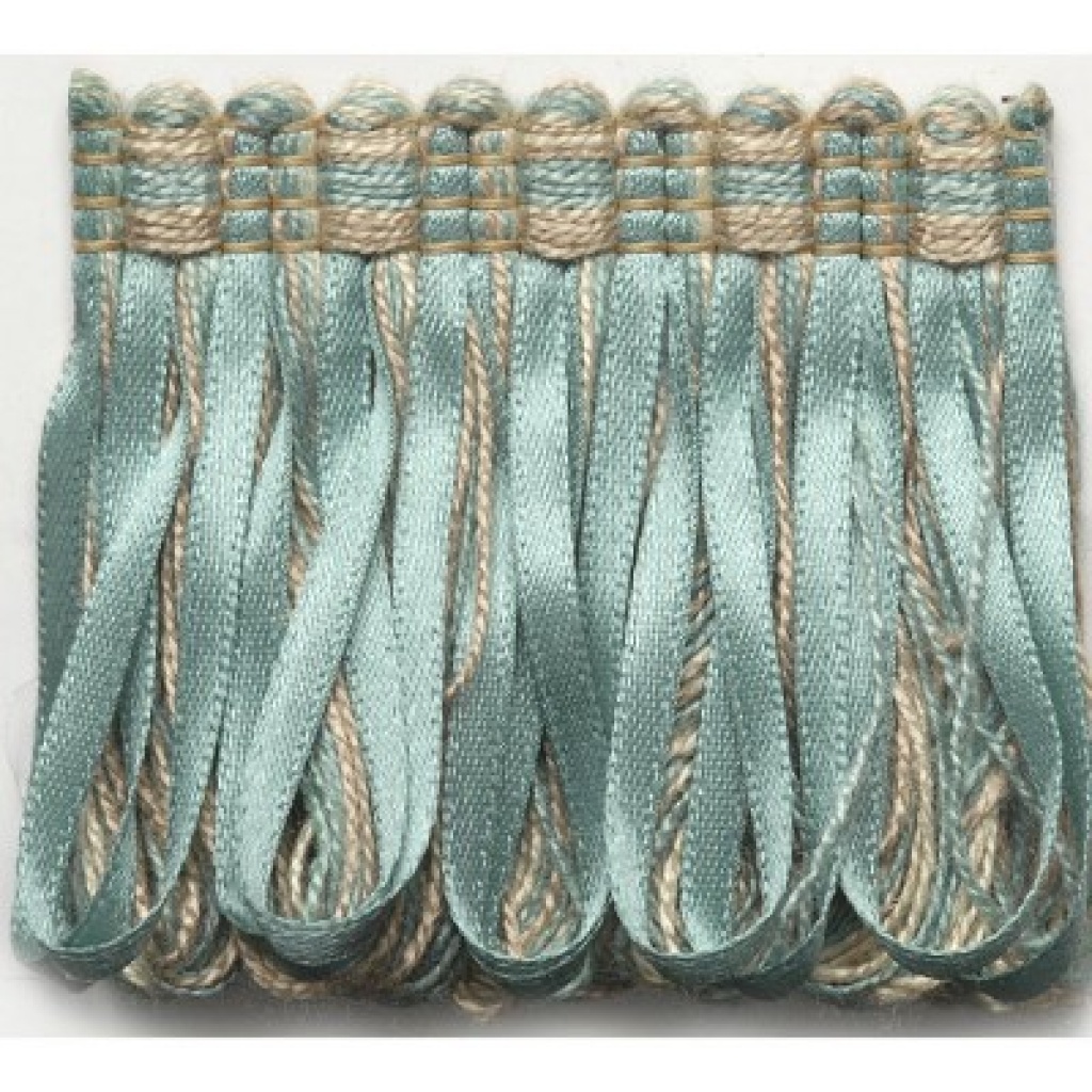 Ribbon ruche fringe, Aqua - Colly Brook Fine Furnishings